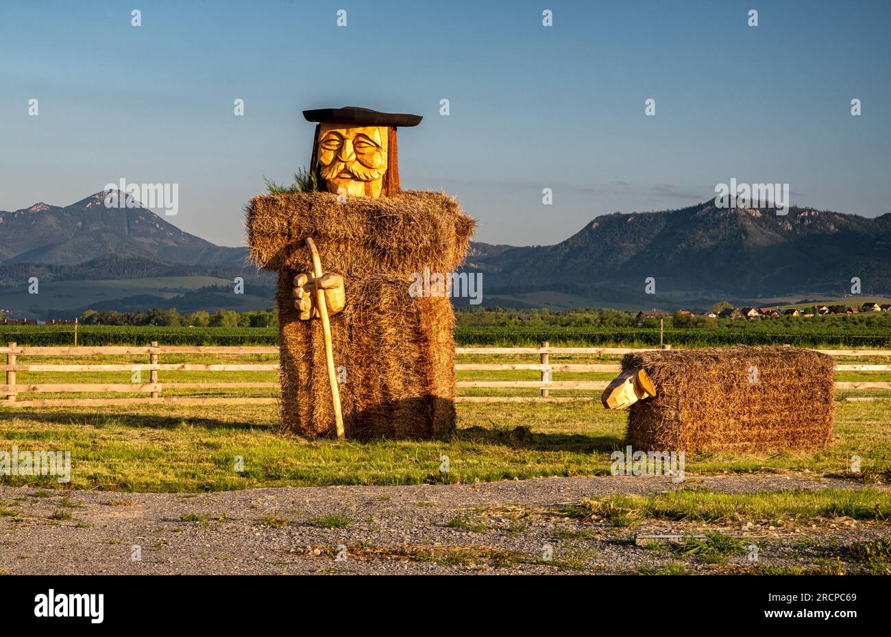 Liptovsky Mikulas, Slovakia - Jun 2, 2021: Straw shepherd with sheep on ...