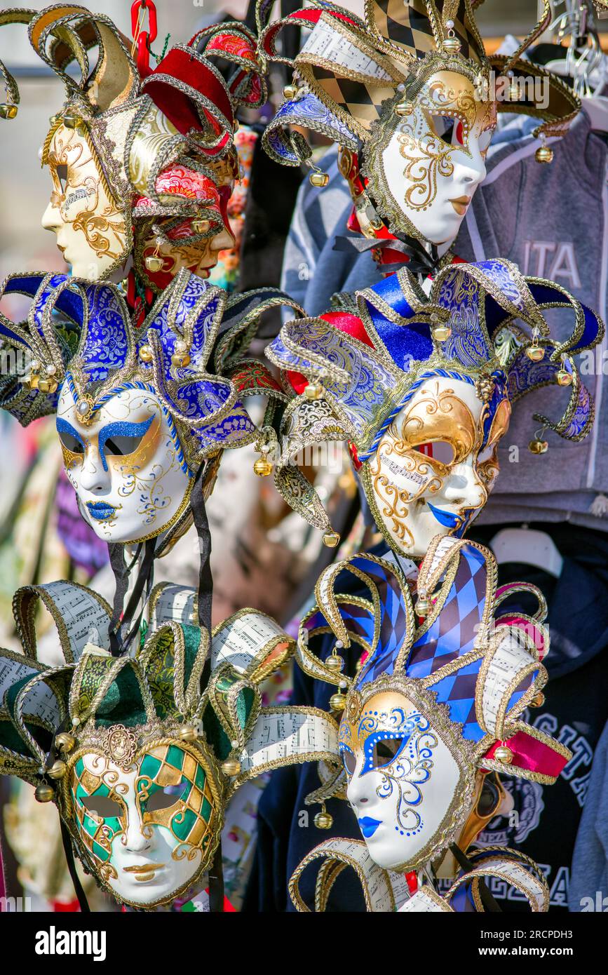 VENICE, ITALY - FEBRUARY 11: Traditional colorful masks in market at ...