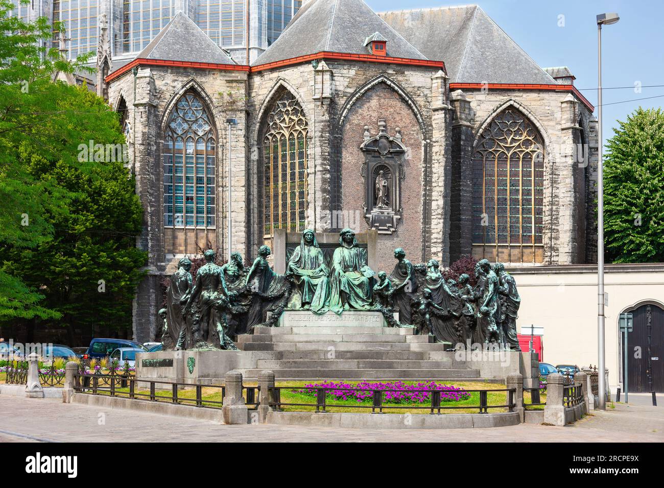 Ghent, Belgium - July 10, 2010 : Monument of the Van Eyck Brothers ...