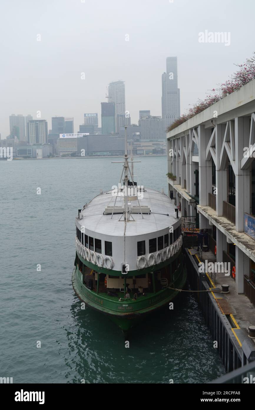 Star Ferry docked on Wan Chai Ferry Pier Stock Photo - Alamy