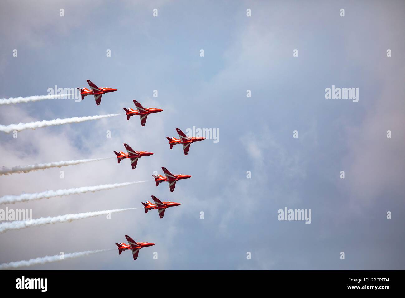Red Arrows display at RAF Fairford. Visitors experienced the thrilling ...