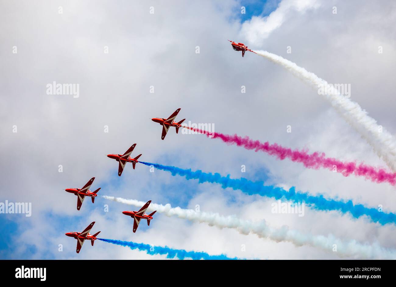 Red Arrows display at RAF Fairford. Visitors experienced the thrilling ...