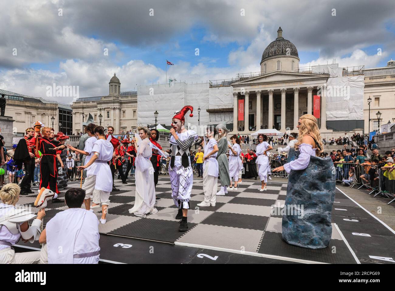 London, UK. 16th July, 2023. The "living chess set" with 32 ...