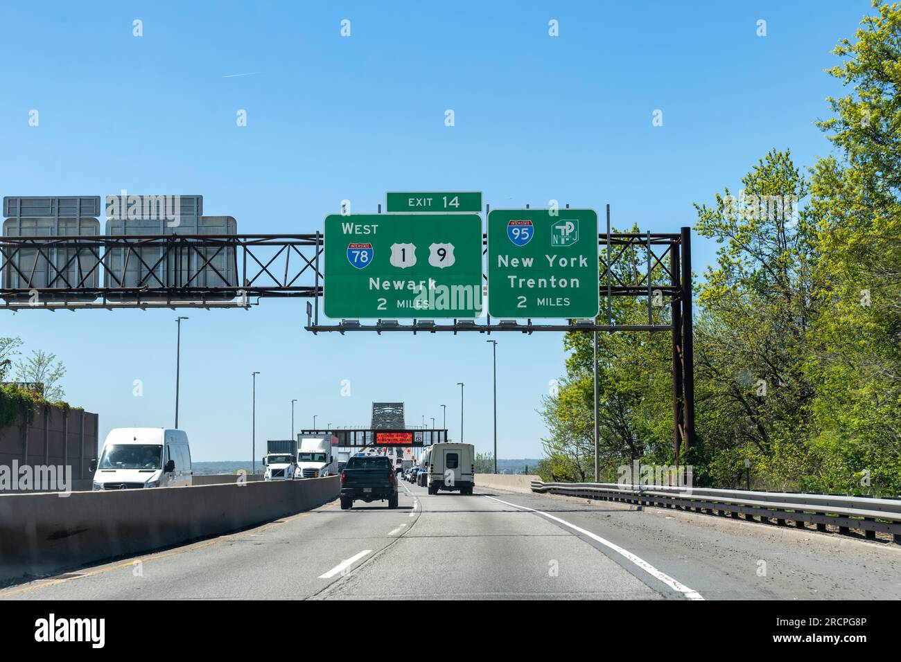 New Jersey, USA-May 2022; View over Interstate 78 towards the Vincent R ...