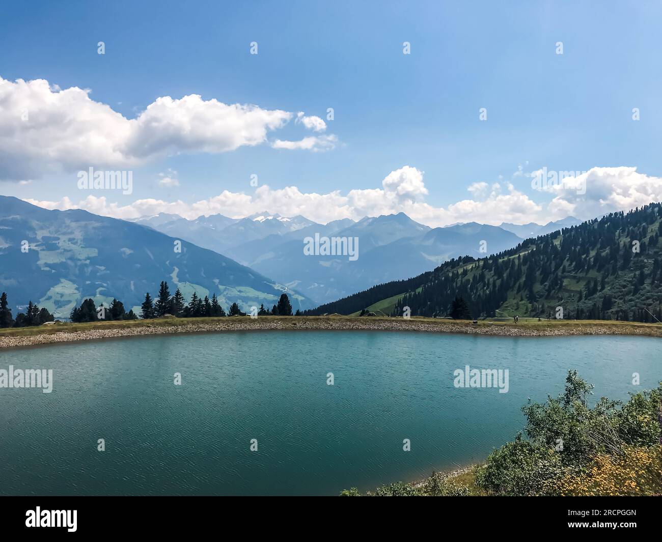 Huge mountain blue lake. Untouched wildlife of Europe. Majestic ...