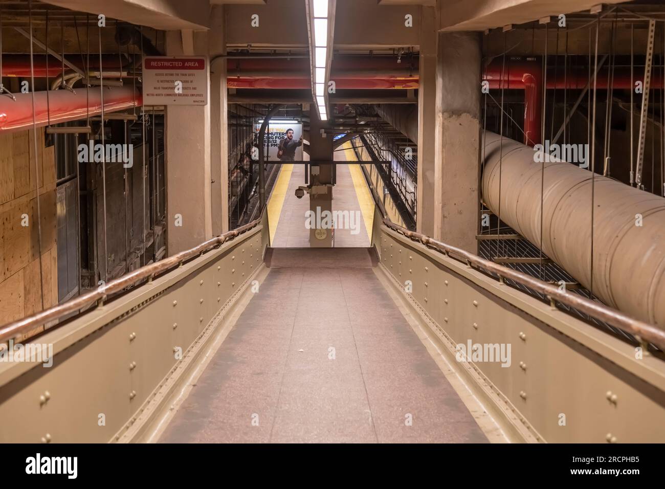 New York City, NY, USA-June 2022; High angle view down one of the ramps ...