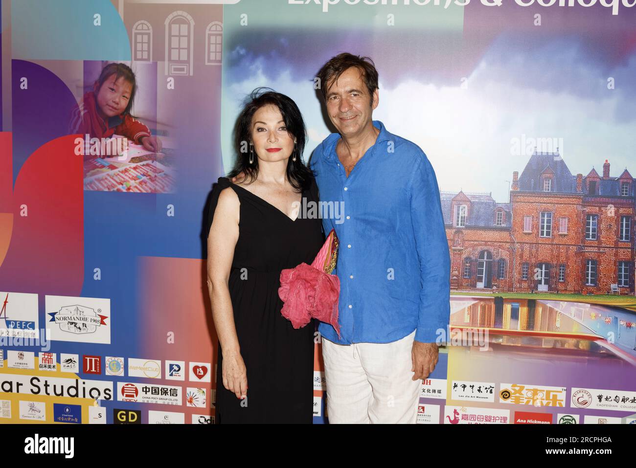 Paris, France. 15th July, 2023. Thierry Samitier and his wife Isabelle ...