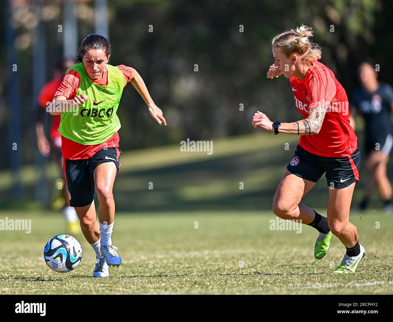 SOPHIE SCHMIDT /JESSIE FLEMING of Canada during a training session ...