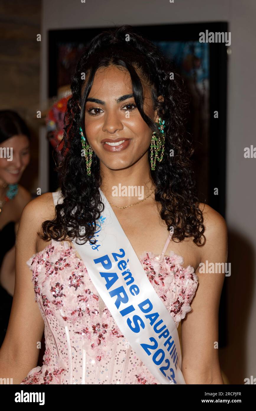 Paris, France. 15th July, 2023. Five artists drew half of a work that ...