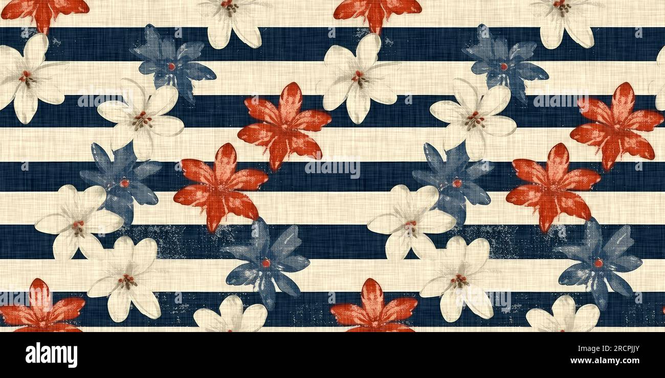 Rustic americana seamless border in traditional red, white and blue ...