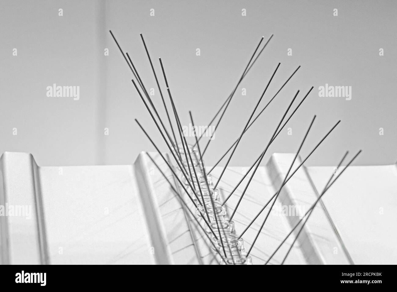 Sharp metal spikes on roof that serve as a protection preventing ...