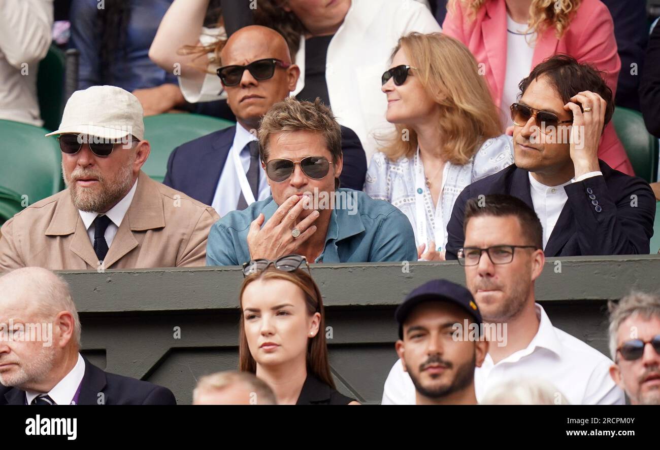 Brad Pitt (centre) and Guy Ritchie (left) watching the Gentlemen's ...
