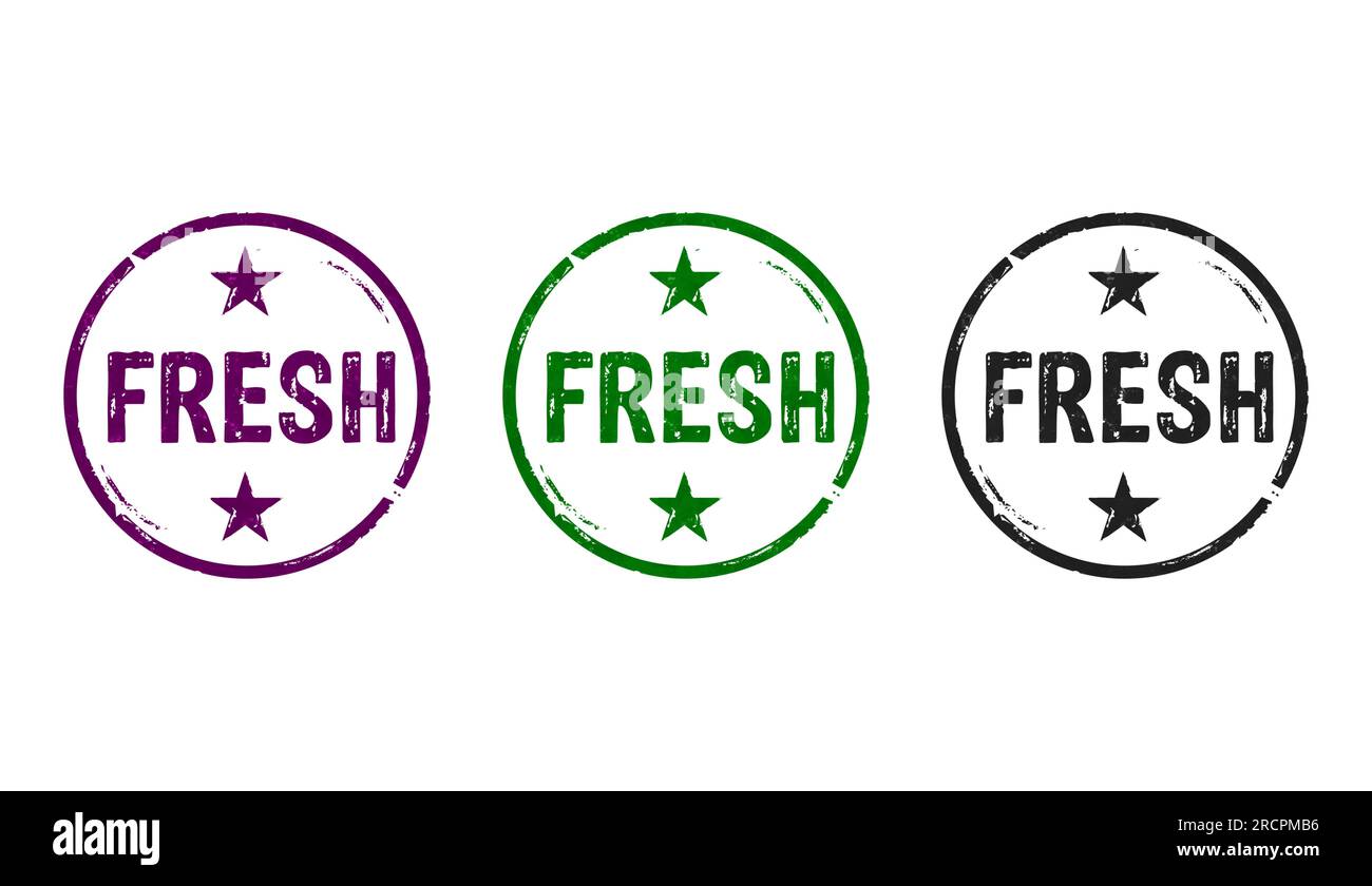 Fresh stamp icons in few color versions. Eco natural and organic ...