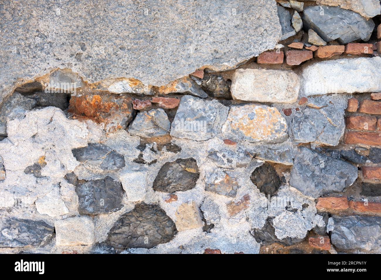 Empty aged weathered stonewall background texture. Old, worn, stone ...