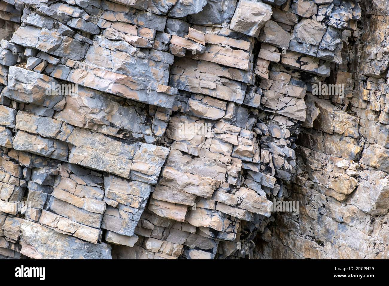 Layered empty rock, limestone, sandstone, slate formation background ...
