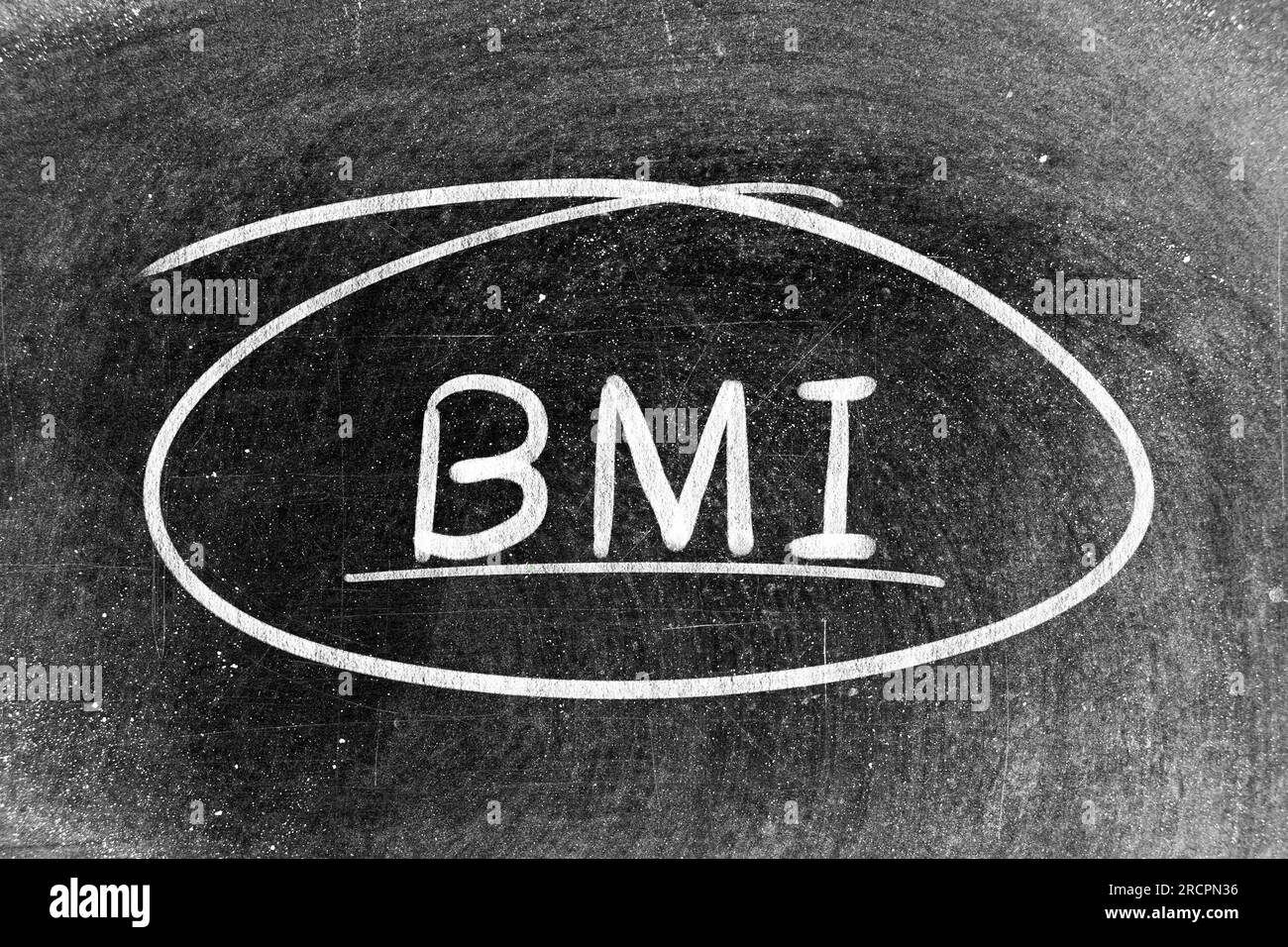 White chalk hand writing in word BMI (abbreviation of body mass index ...