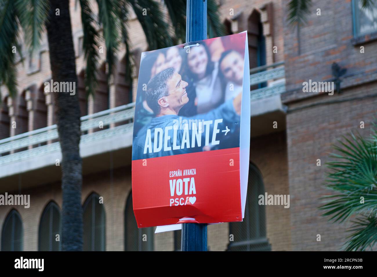 Barcelona, Spain. 14th July, 2023. An electoral poster depicting ...