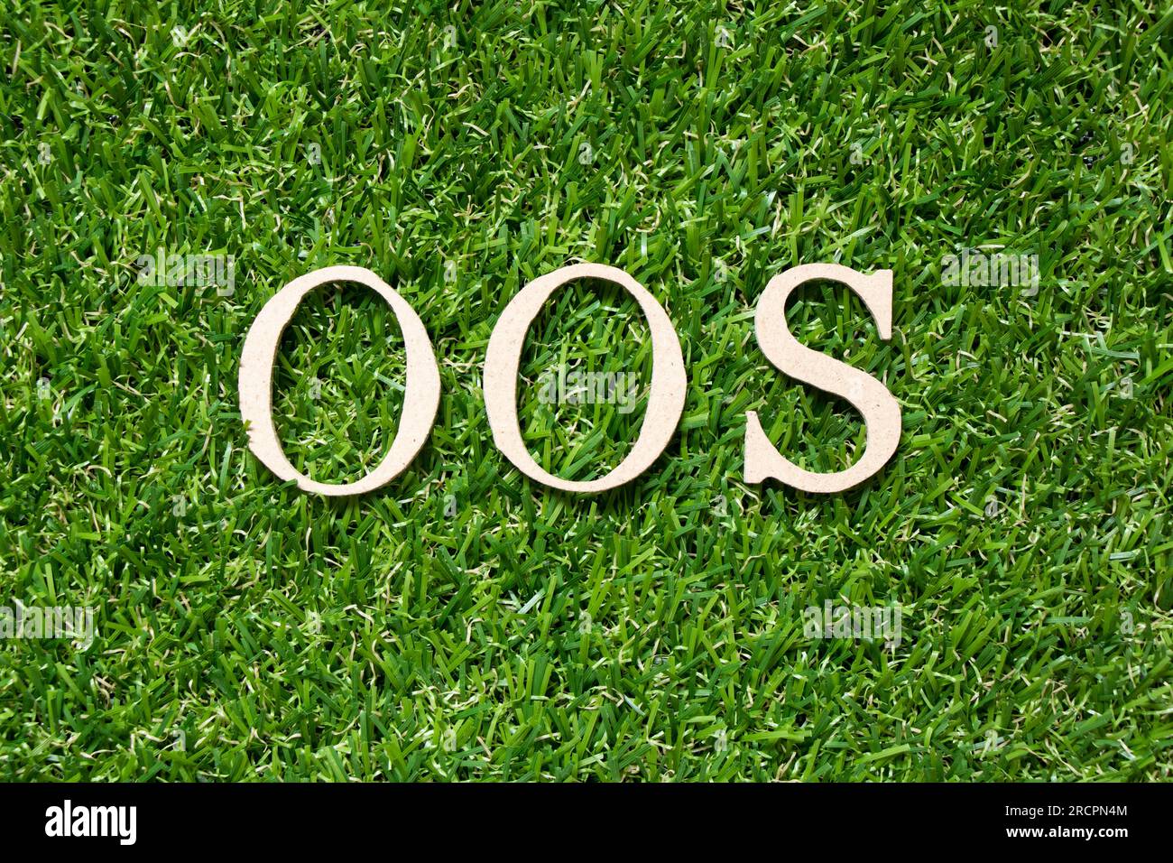 Wood alphabet letter in word OOS (Abbreviation of Out of stock, out of ...