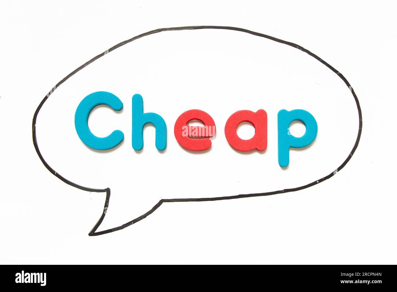 Alphabet letter with word cheap in black line hand drawing as bubble ...