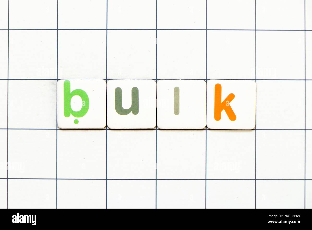 Colorful tile letter in word bulk on white grid background Stock Photo ...