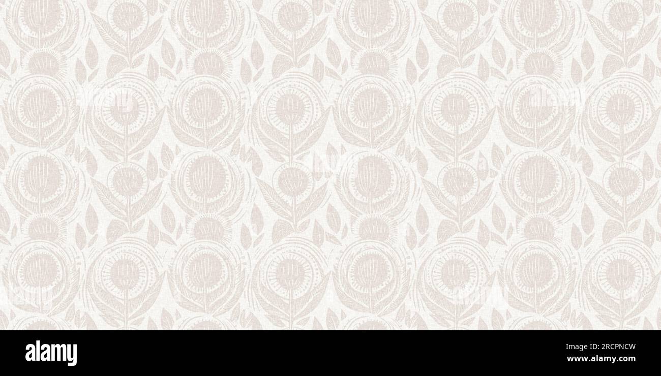 Subtle rustic elegance wedding floral block print linen seamless border ...
