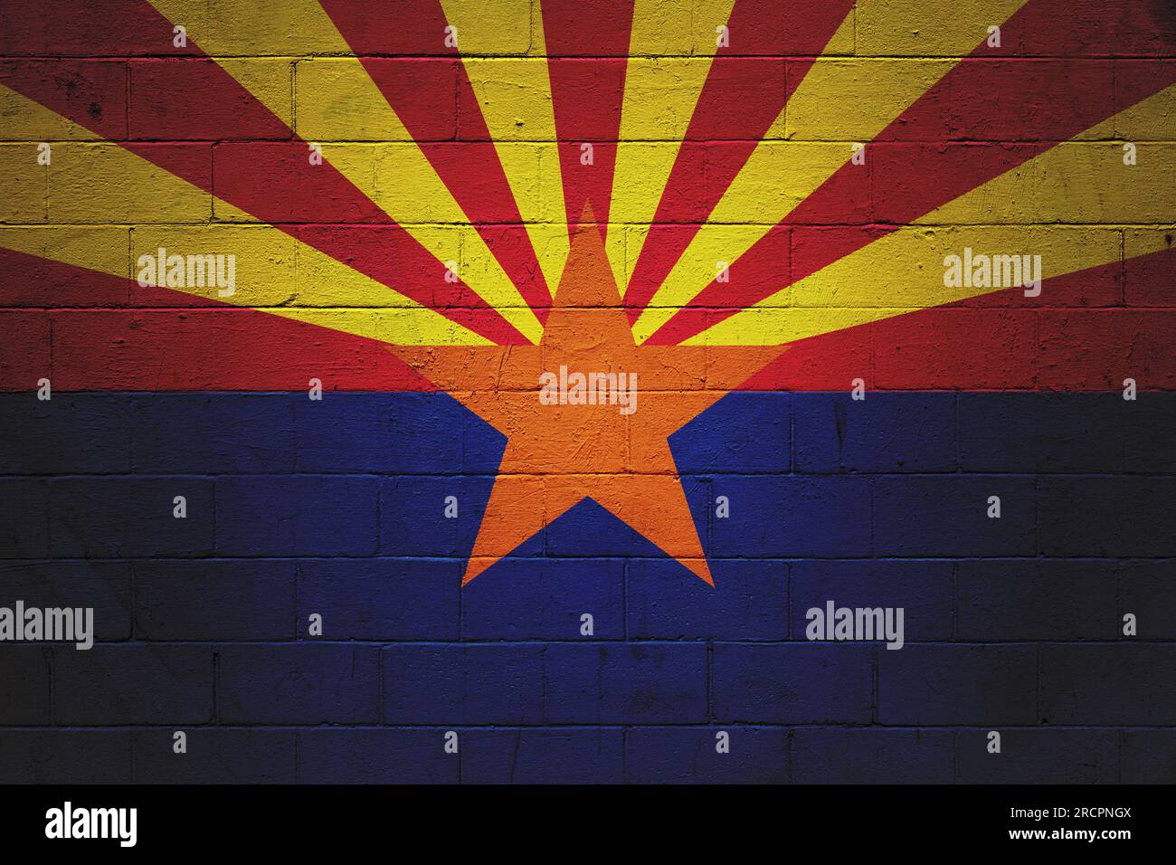 Flag of Arizona painted on a cinder block wall Stock Photo - Alamy