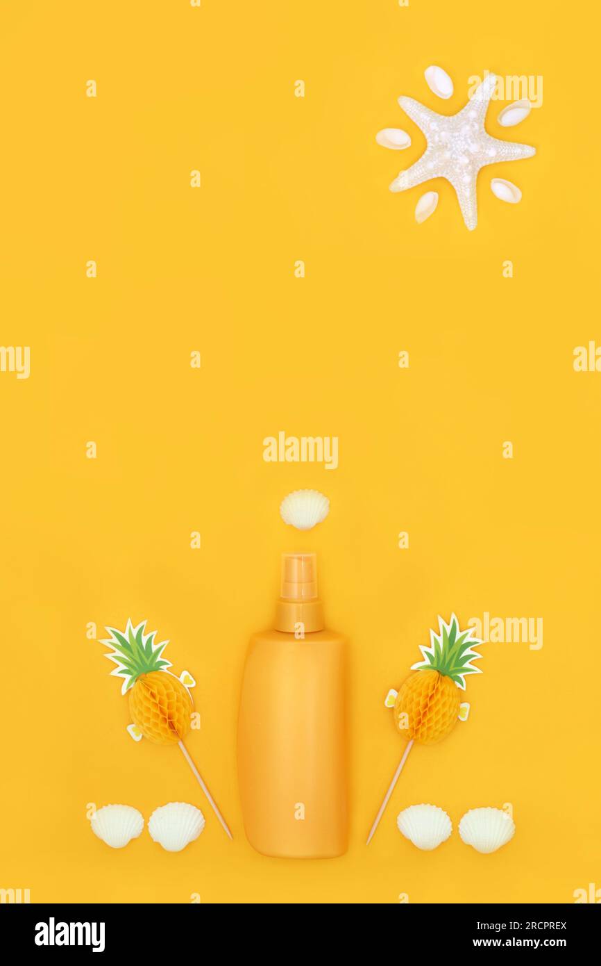 Suntan suntan lotion bottle for natural skincare protection with shells ...