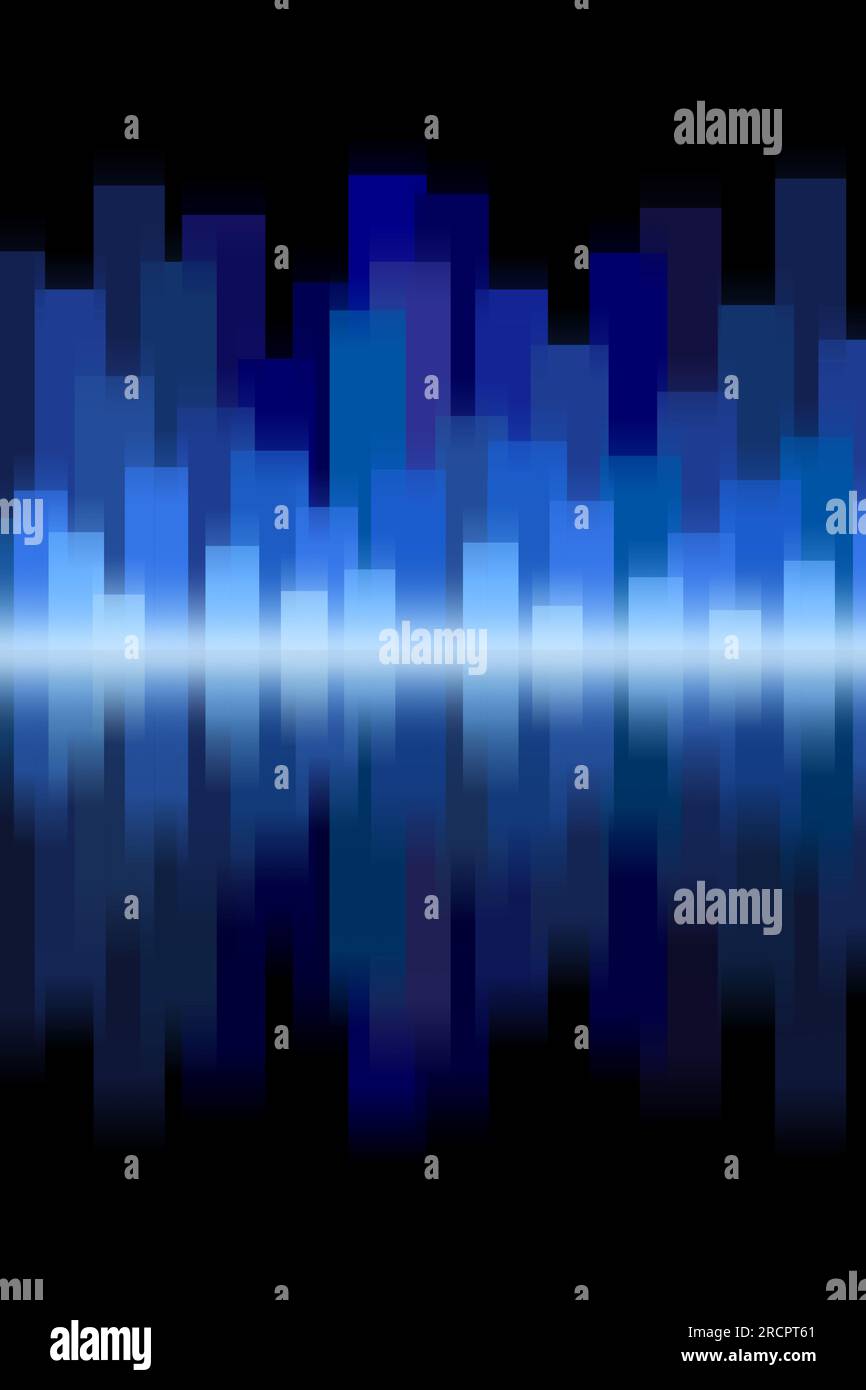 Abstract illustration of a cityscape at night in blue Stock Photo - Alamy