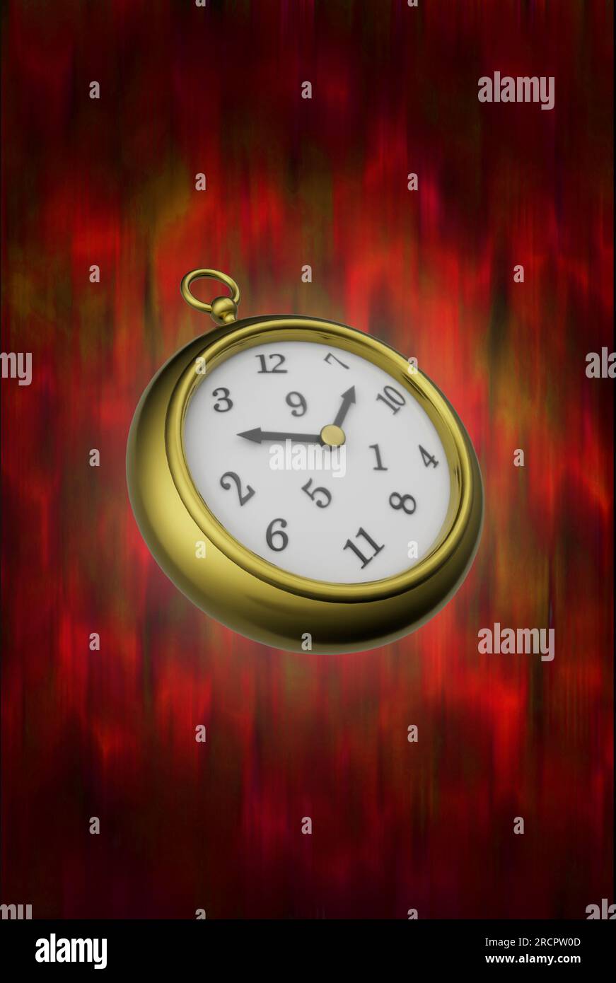 Gold pocket watch with numbers jumbled on the clock face, suggesting ...