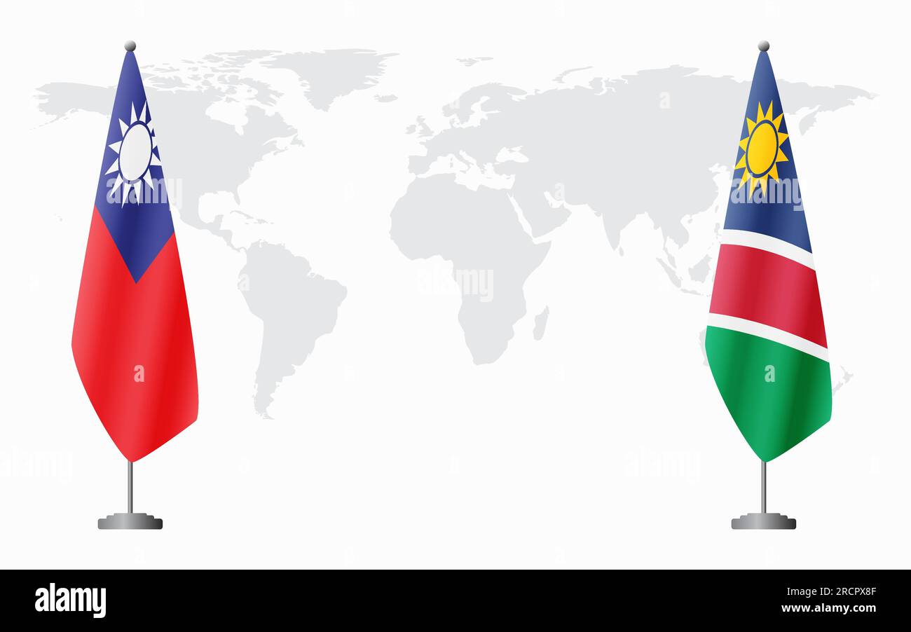 Taiwan and Namibia flags for official meeting against background of ...