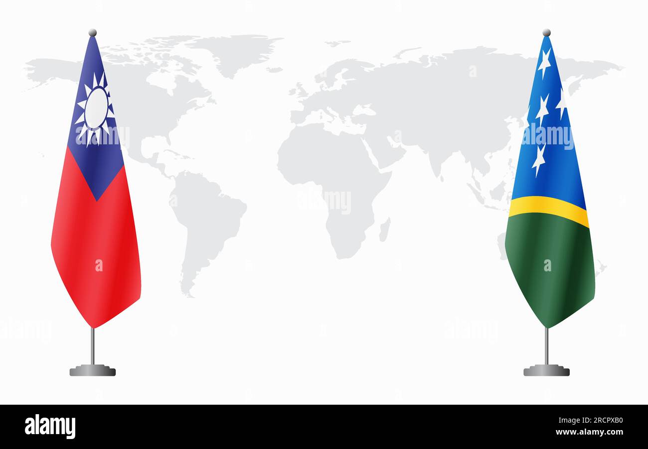 Taiwan and Solomon Islands flags for official meeting against ...