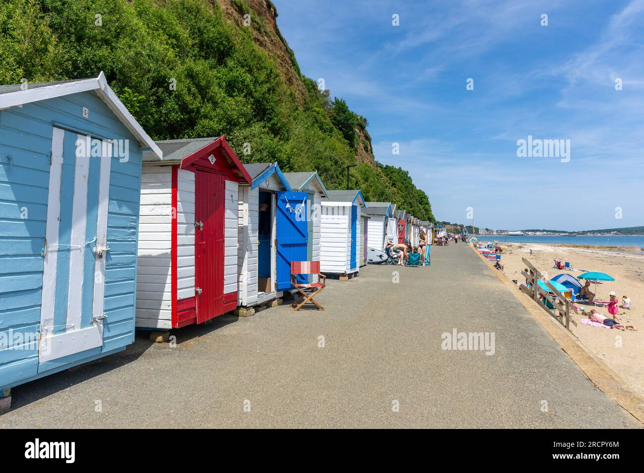 Colourful beach huts on promenade, Small Hope Beach, Shanklin, Isle of ...