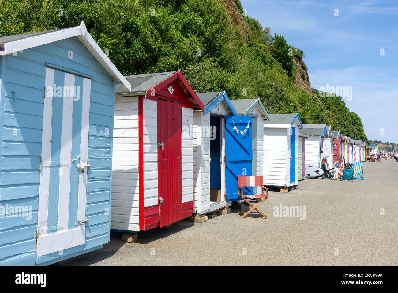 Colourful beach huts on promenade, Small Hope Beach, Shanklin, Isle of ...