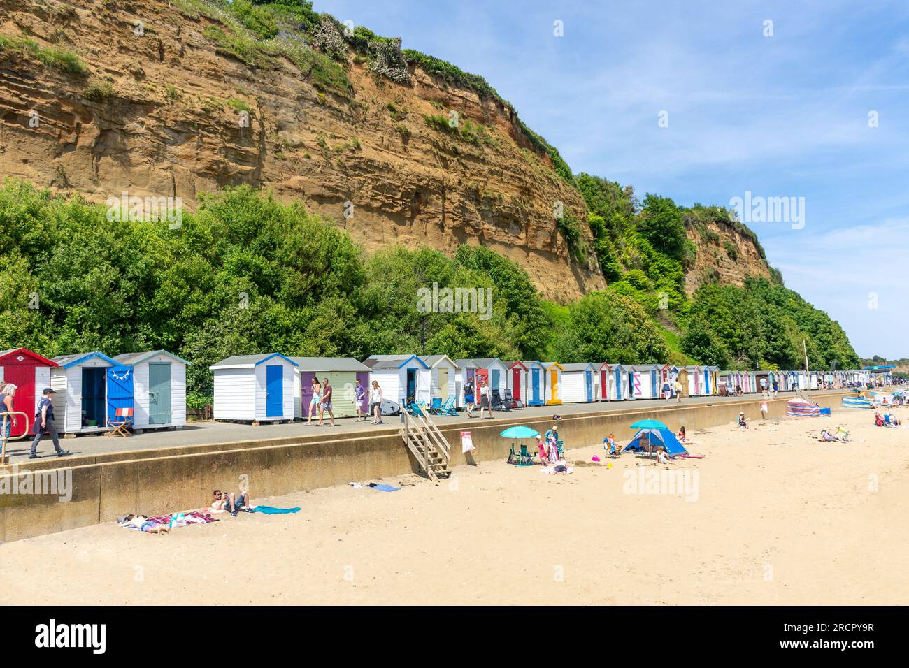 Colourful beach huts on promenade, Small Hope Beach, Shanklin, Isle of ...