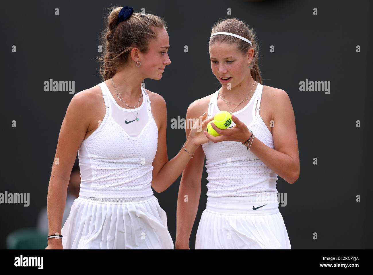 Isabelle Lacy (left) and Hannah Klugman in action against Alena ...