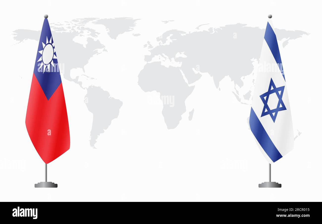Taiwan and Israel flags for official meeting against background of ...