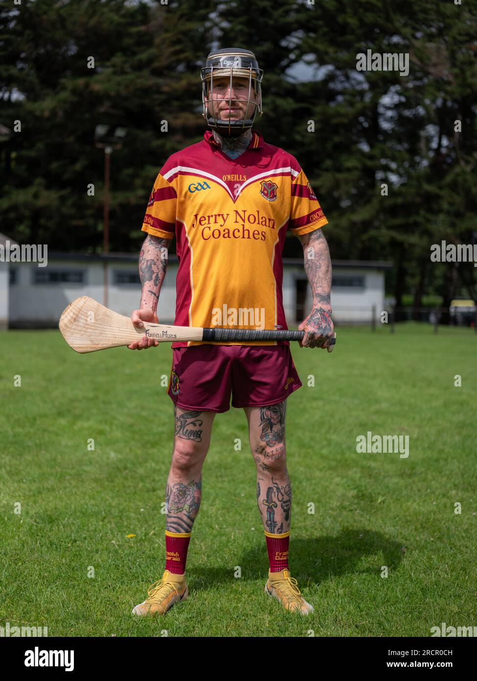 Portrait of a hurler, a player in one of Ireland's native Gaelic Games ...