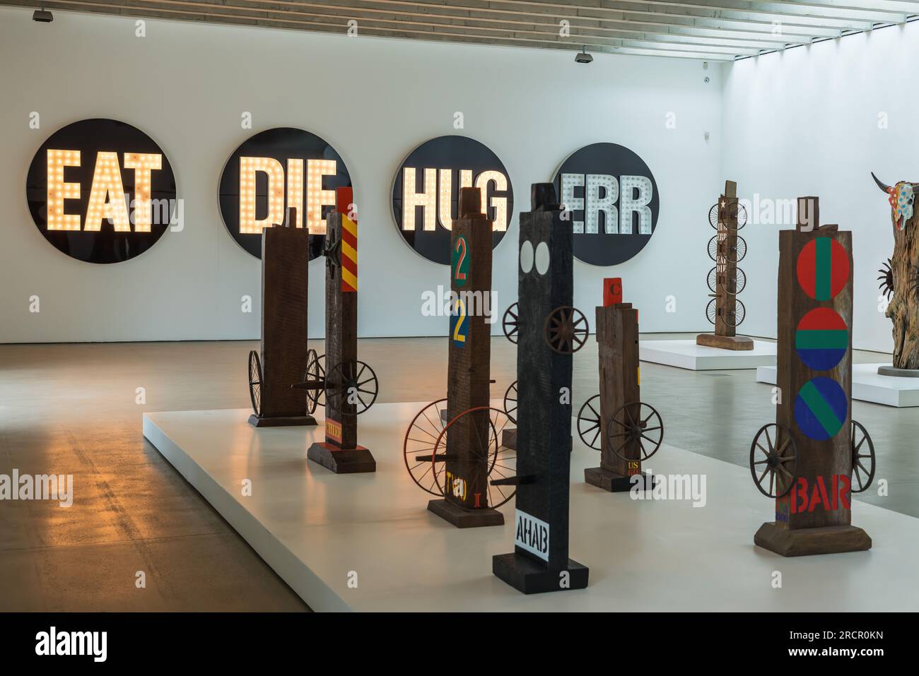 Columns and Herms works by Robert Indiana, as displayed in gallery ...