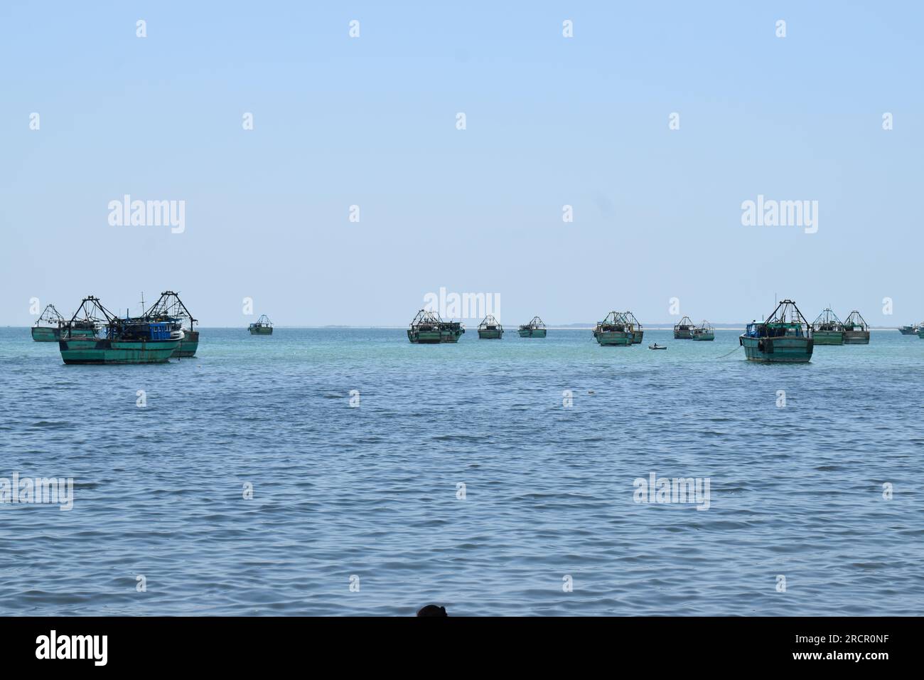 Ships waiting for their captains and the hungry crow eating the banana ...