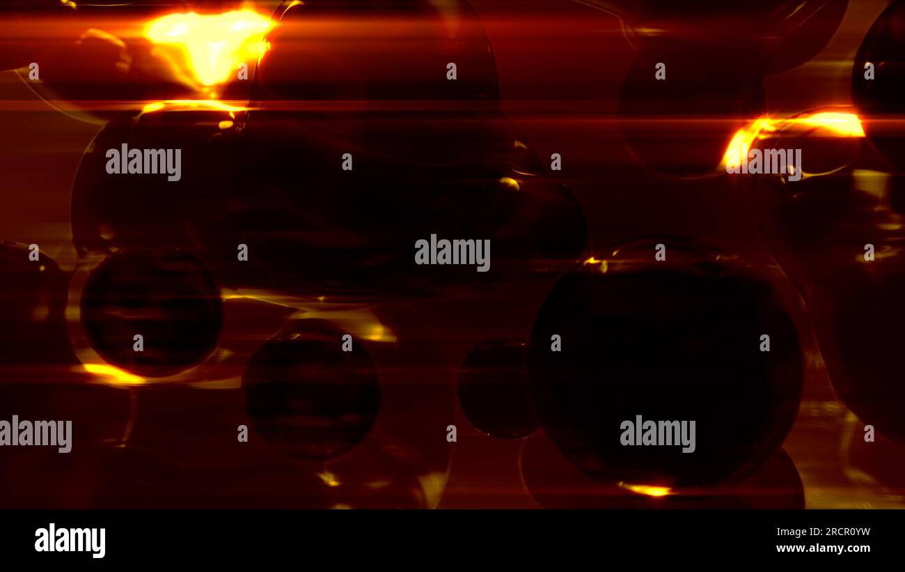 glowing gold slime benign meta objects on black bokeh bg - abstract 3D ...