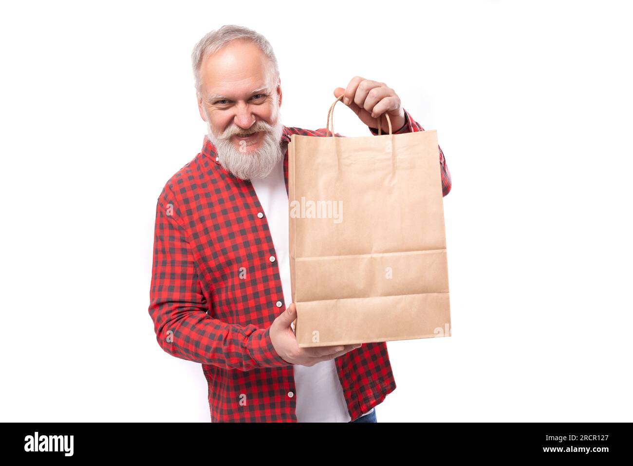 middle age business. 60s old man with gray beard and mustache holding ...