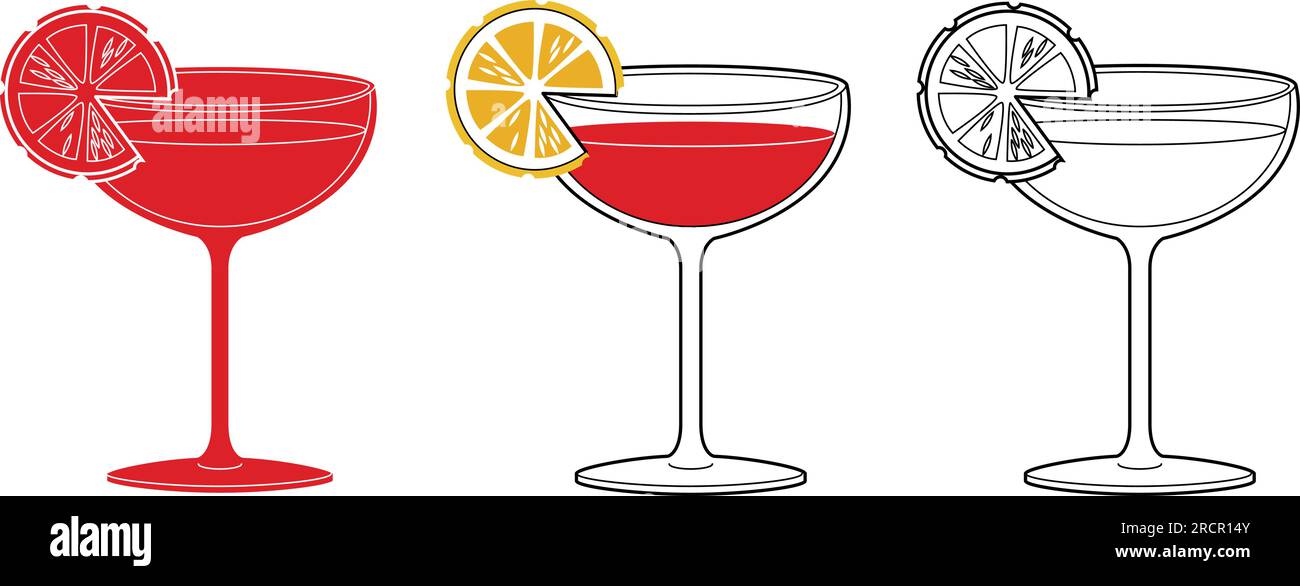 Vector alcohol drink line art illustration Cosmopolitan cocktail Stock ...