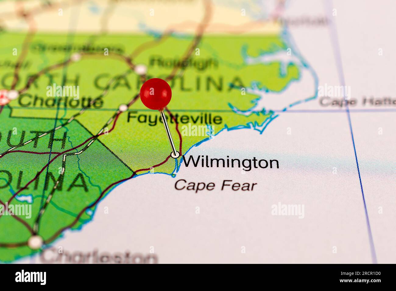 Close up of YYYYY map with red pin. Map with red pin point of YYYYY in ...