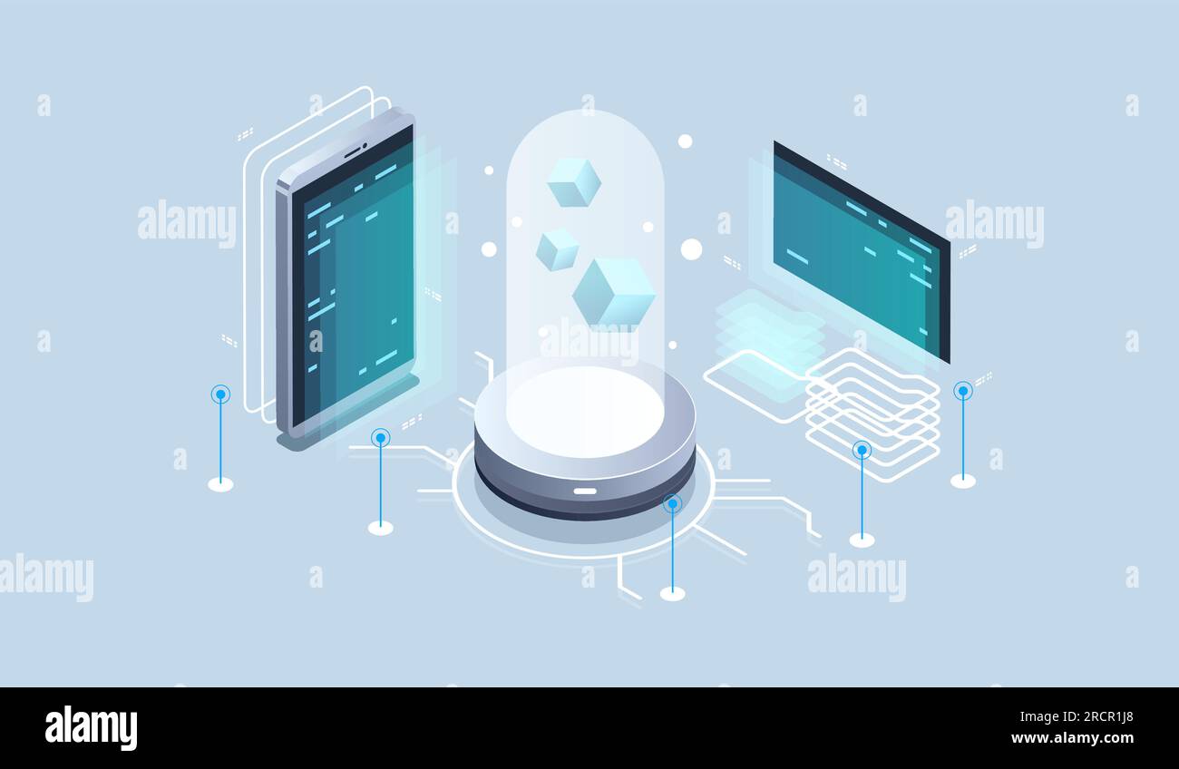 Workspace background desktop computer 3d Stock Vector Images - Alamy