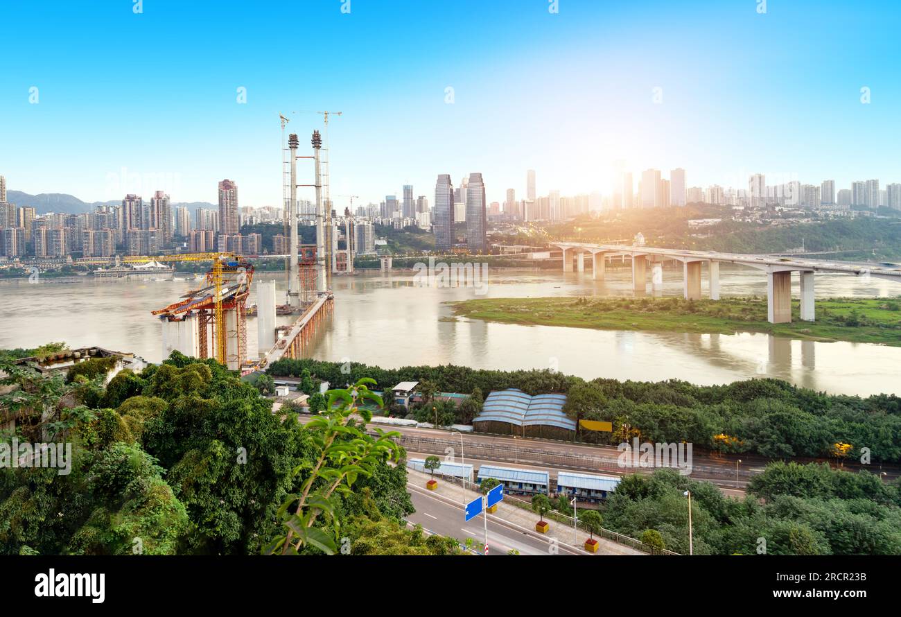 Chongqing city skyline, modern bridges and skyscrapers Stock Photo - Alamy