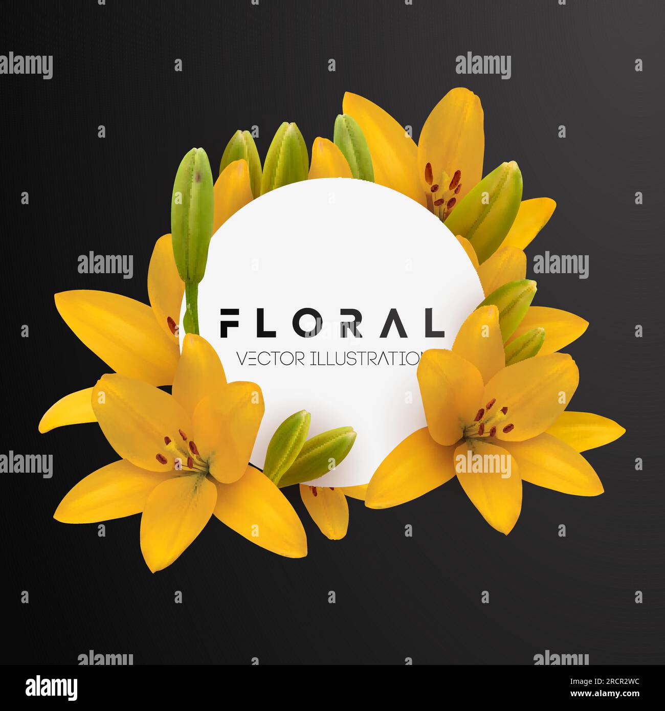 Yellow lily flower bouquet isolated. Vector illustration of yellow ...