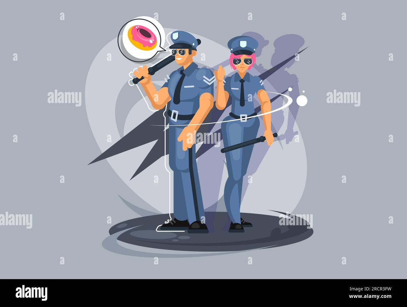 the profession of police officer. A guy and a girl in a police uniform ...