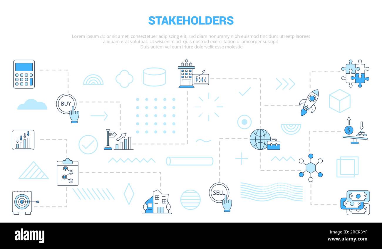 stakeholders concept with icon set template banner with modern blue ...