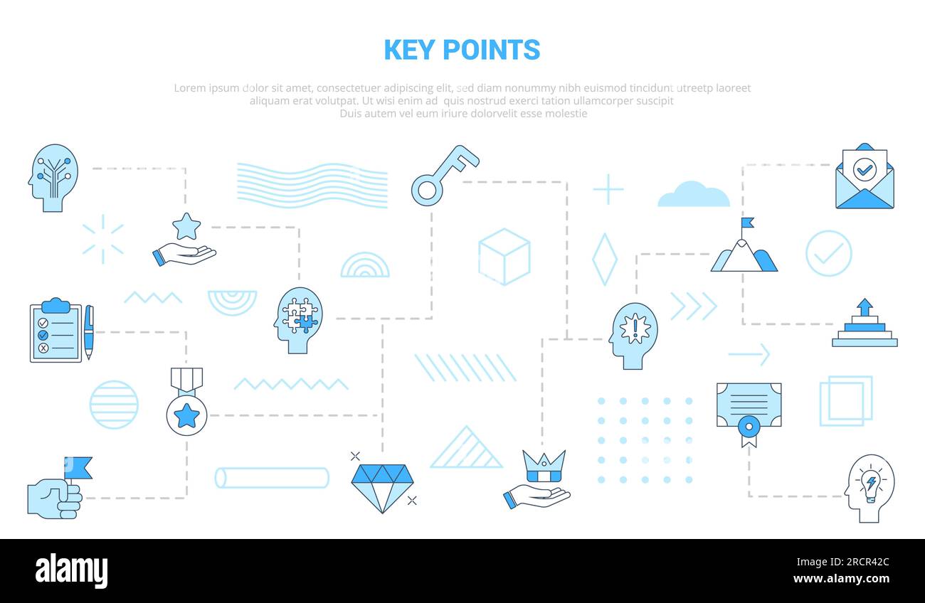 key points concept with icon set template banner with modern blue color ...
