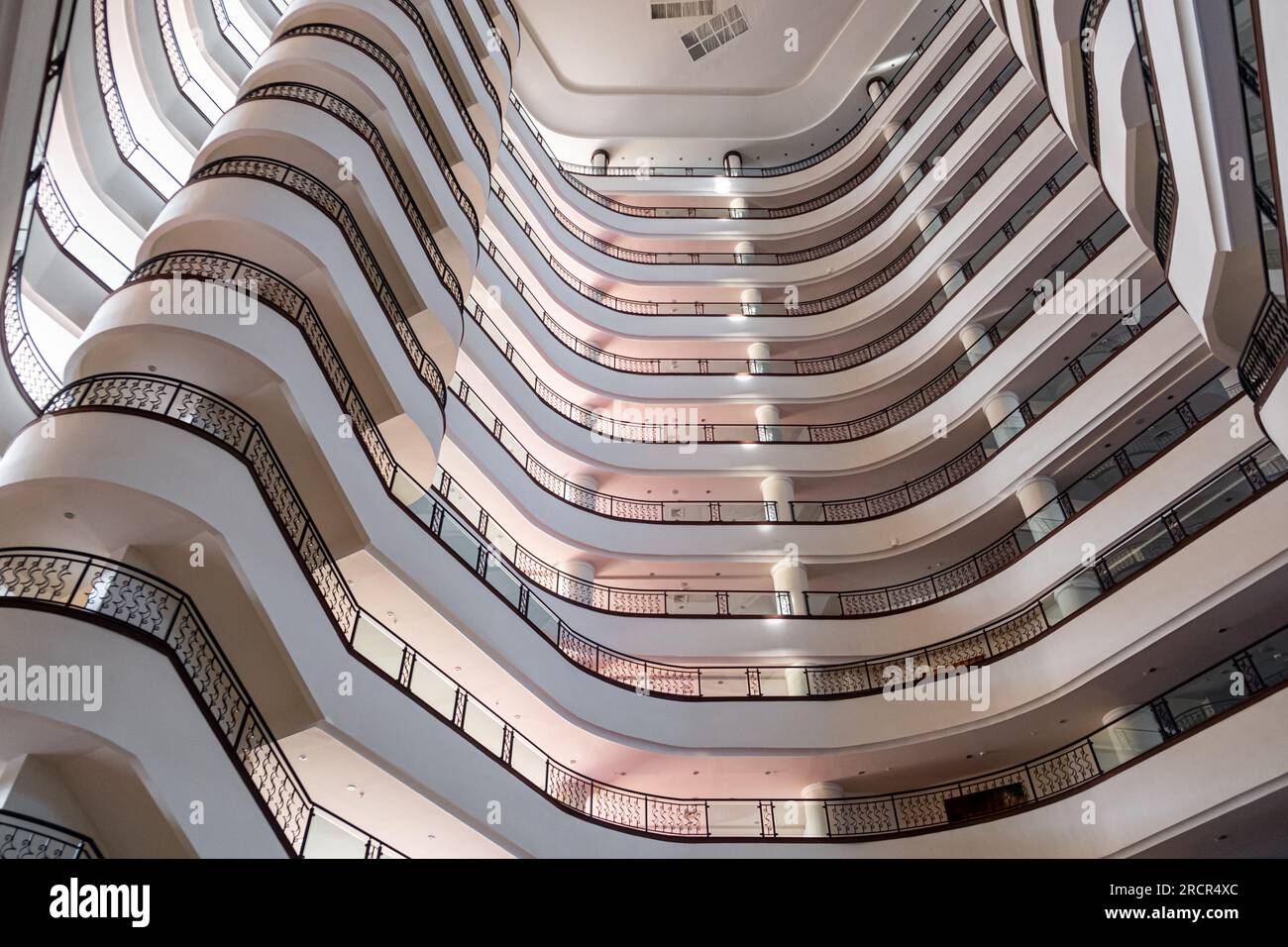 Many floors in the hotel, inside view. Many levels. Hotel Golden City ...